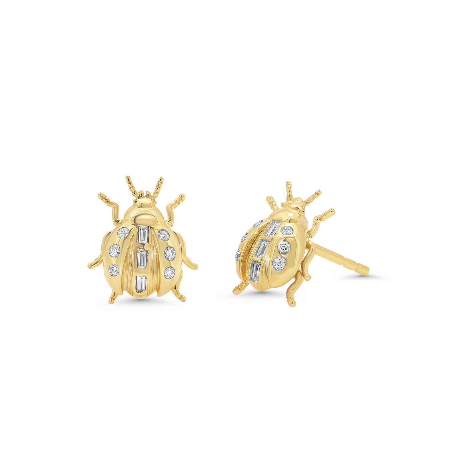 Lady Bug Gold & Diamond Stud Earrings