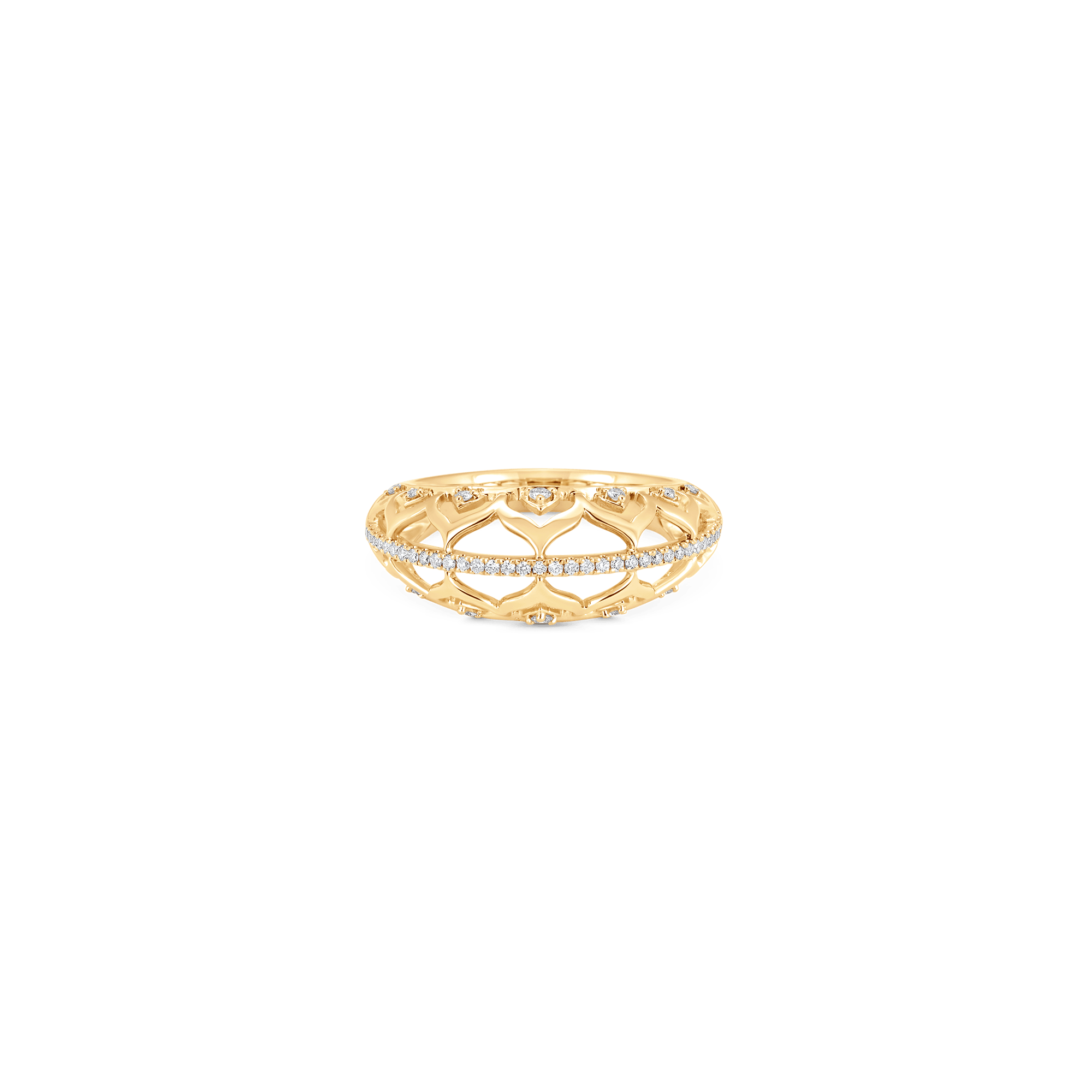 Dentelle Gold and Diamond Horizontal Ring